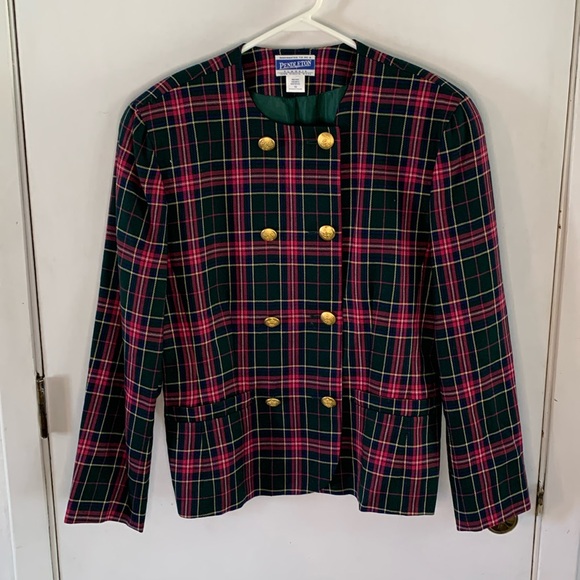 Pendleton | Jackets & Coats | Pendleton Vintage Pink Green Yellow Plaid ...